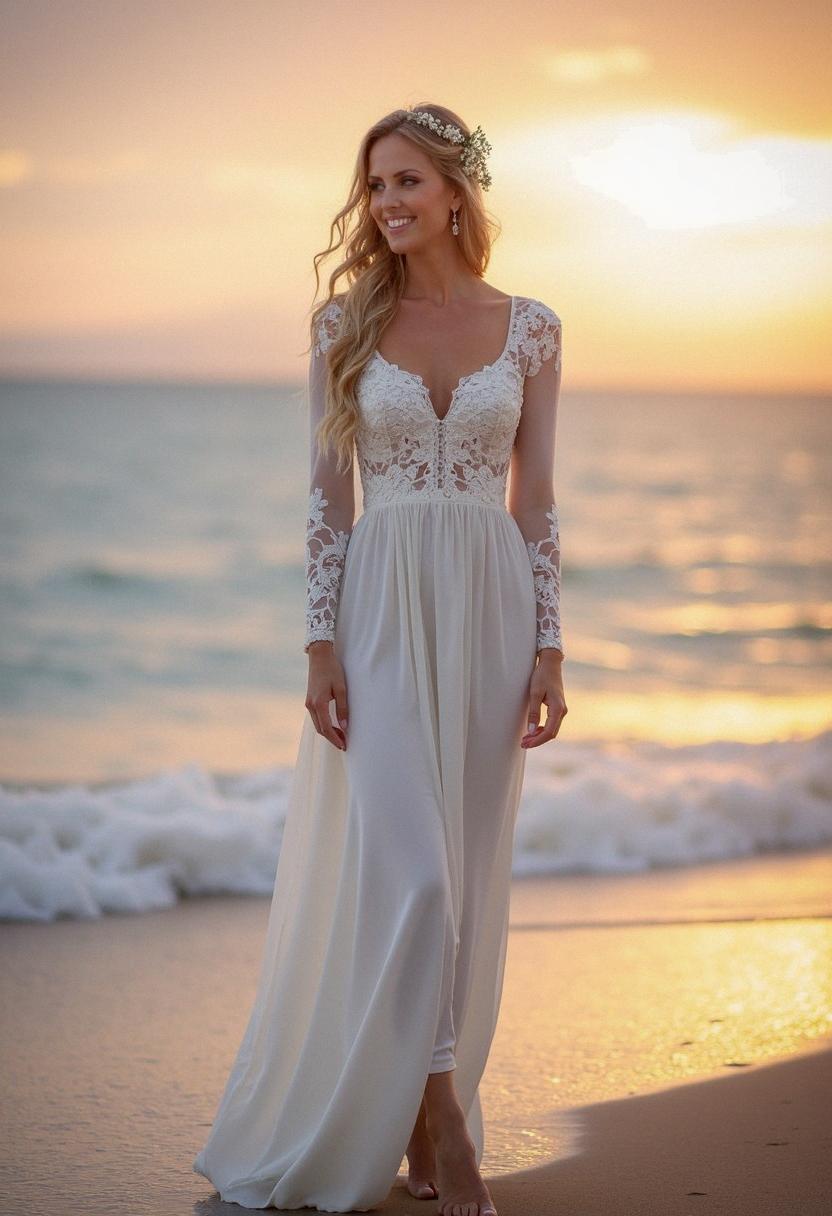 Stunning Beach Wedding Dress Long Sleeve Styles - TheCharmingBride.com