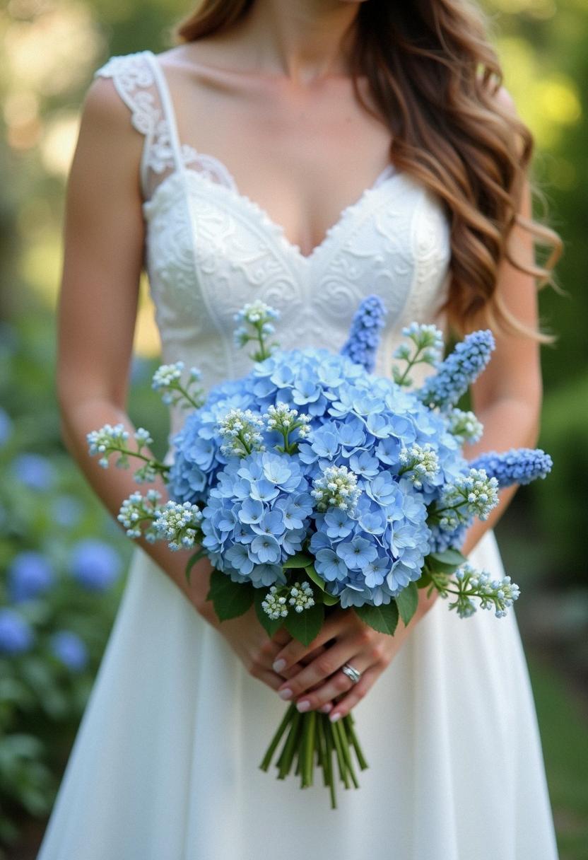 Elegant Blue Bridal Bouquet Ideas - TheCharmingBride.com