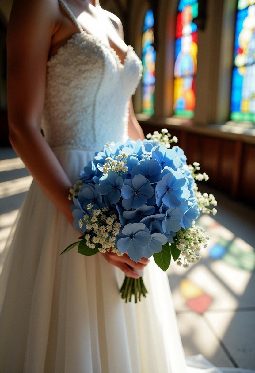 Elegant Blue Bridal Bouquet Ideas - TheCharmingBride.com