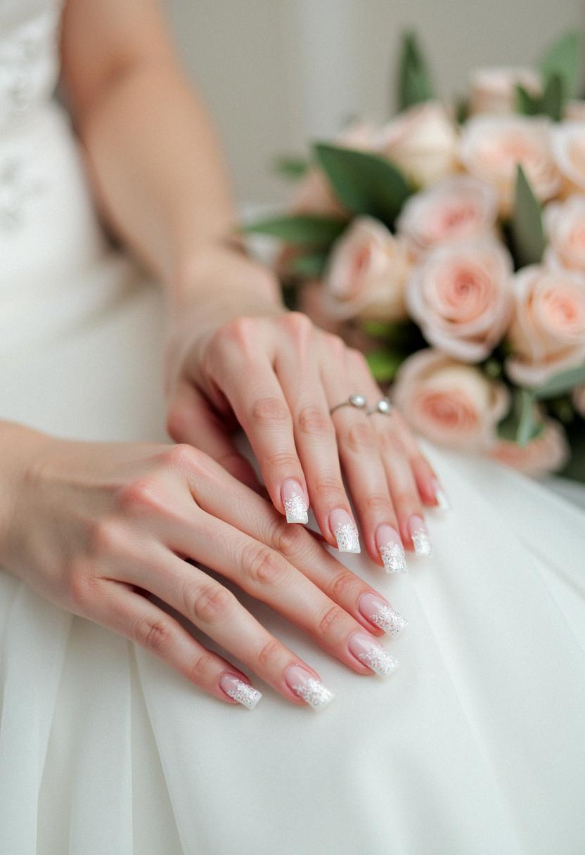 Perfect Bride Nails Square Ideas - TheCharmingBride.com