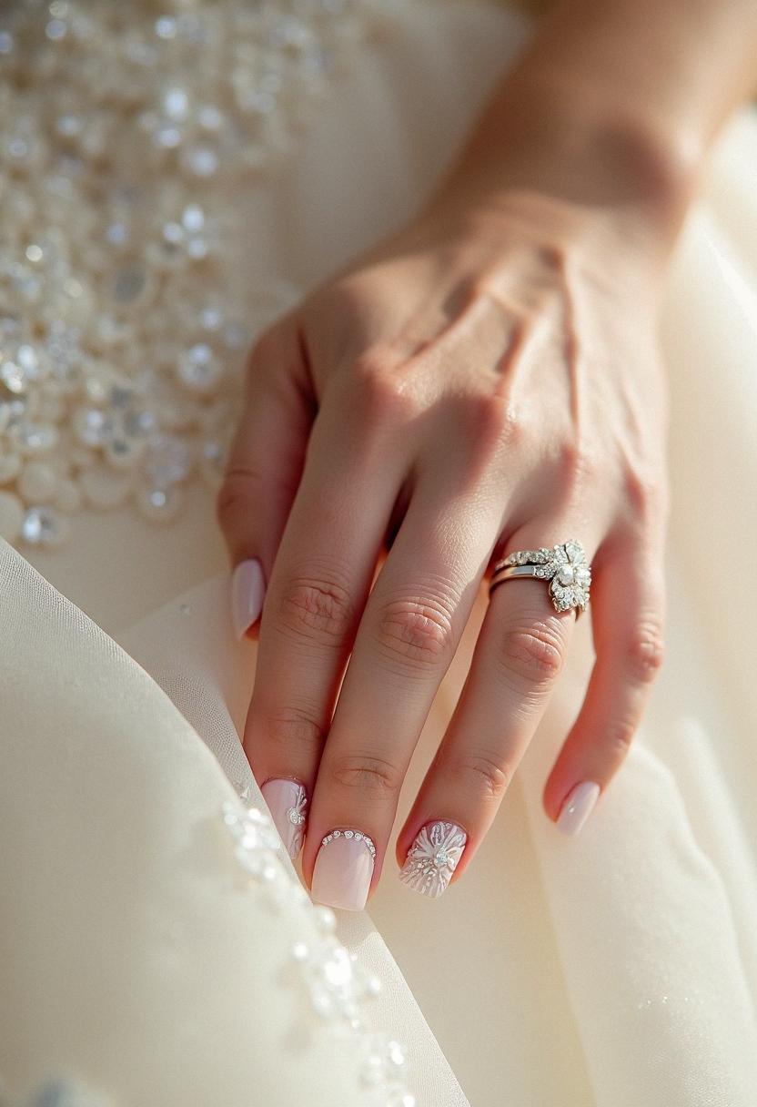 Perfect Bride Nails Square Ideas - TheCharmingBride.com