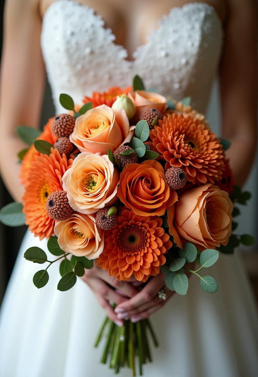 Stunning Burnt Orange Bridal Bouquet Ideas - TheCharmingBride.com