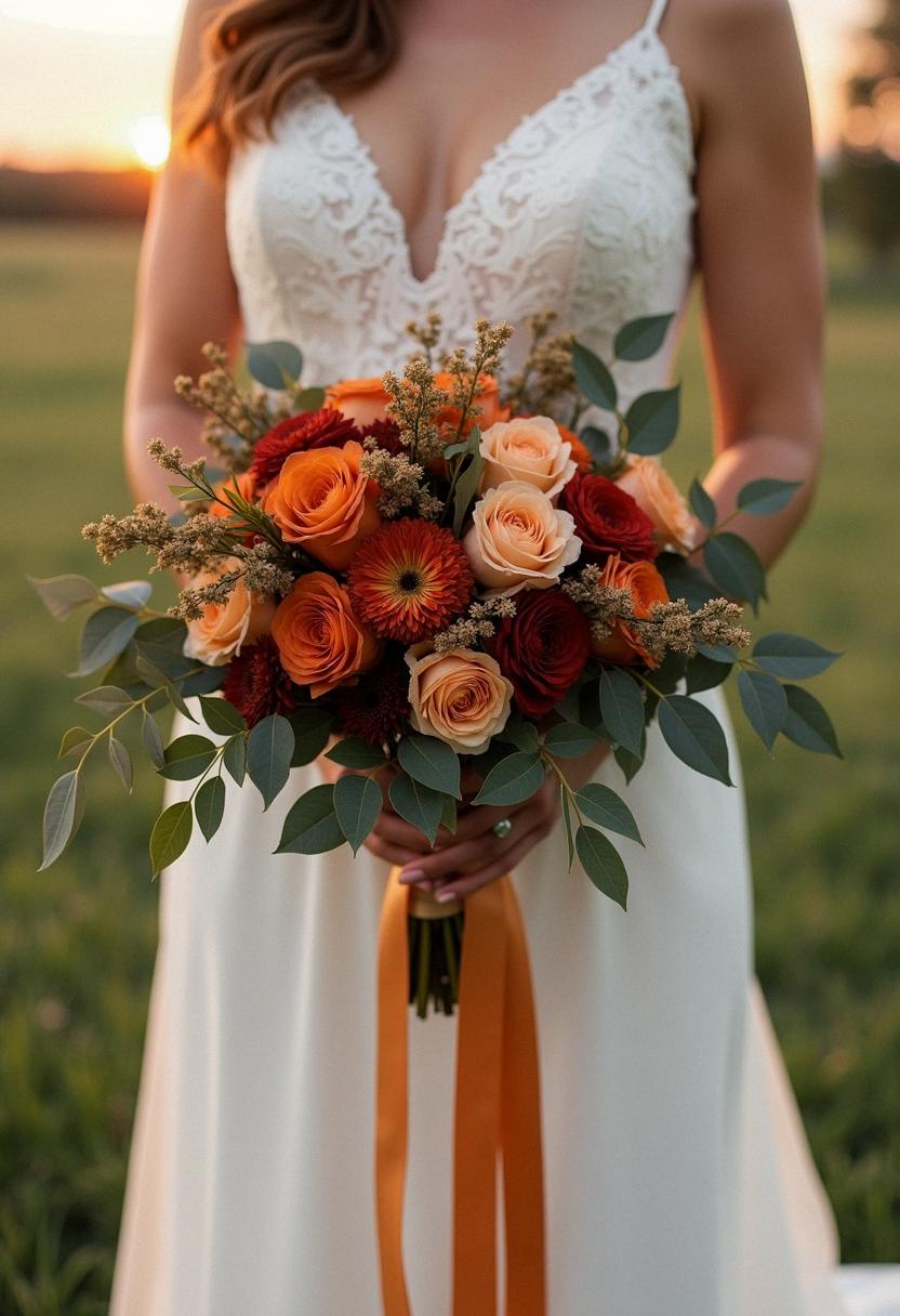 Stunning Burnt Orange Bridal Bouquet Ideas - TheCharmingBride.com