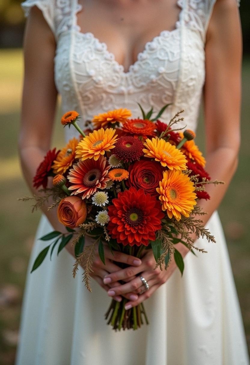 Stunning Burnt Orange Bridal Bouquet Ideas - TheCharmingBride.com