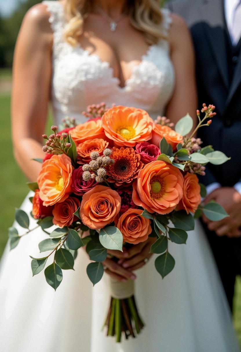 Stunning Burnt Orange Bridal Bouquet Ideas - TheCharmingBride.com
