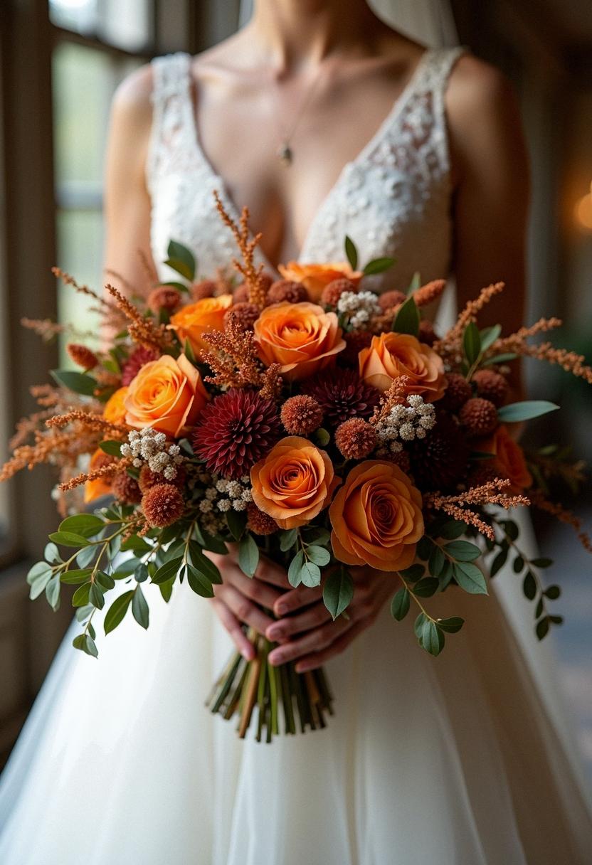 Stunning Burnt Orange Bridal Bouquet Ideas - TheCharmingBride.com