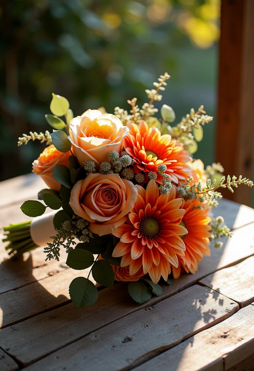 Stunning Burnt Orange Bridal Bouquet Ideas - TheCharmingBride.com