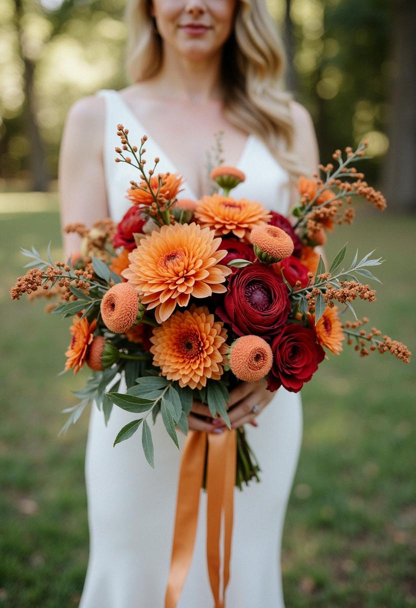 Stunning Burnt Orange Bridal Bouquet Ideas - TheCharmingBride.com