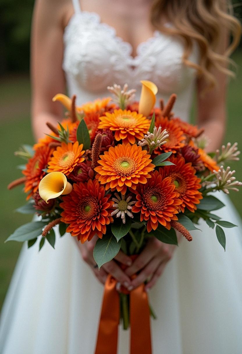 Stunning Burnt Orange Bridal Bouquet Ideas - TheCharmingBride.com