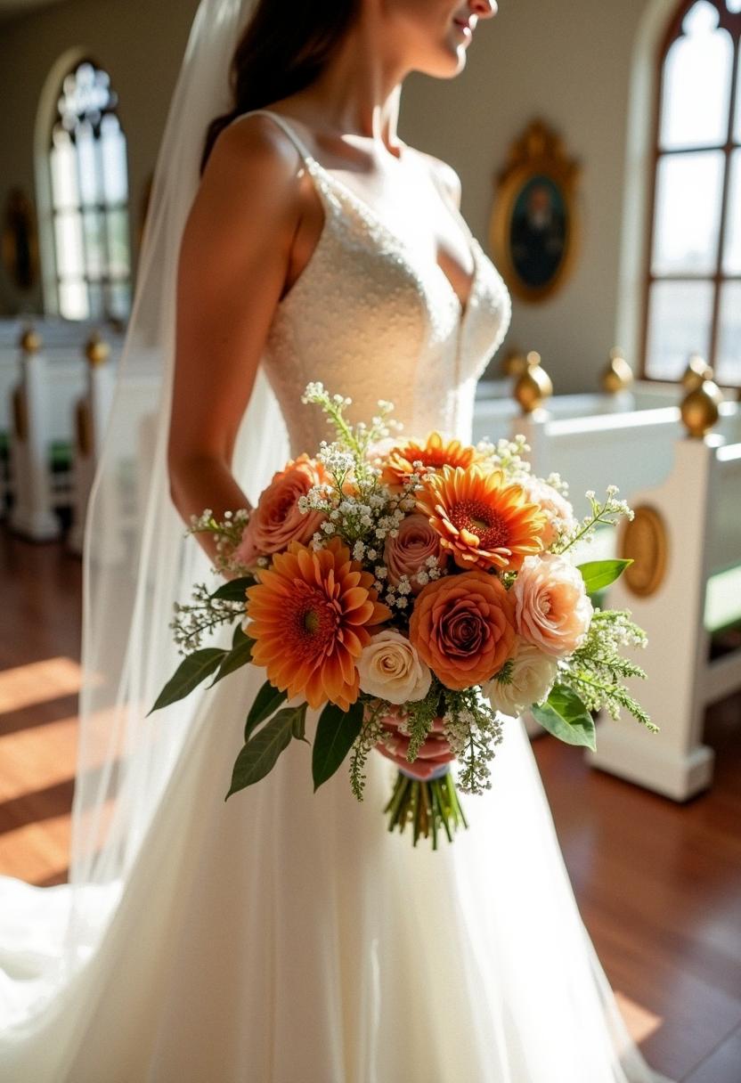 Stunning Burnt Orange Bridal Bouquet Ideas - TheCharmingBride.com