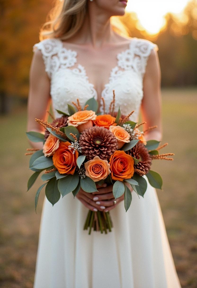 Stunning Burnt Orange Bridal Bouquet Ideas - TheCharmingBride.com