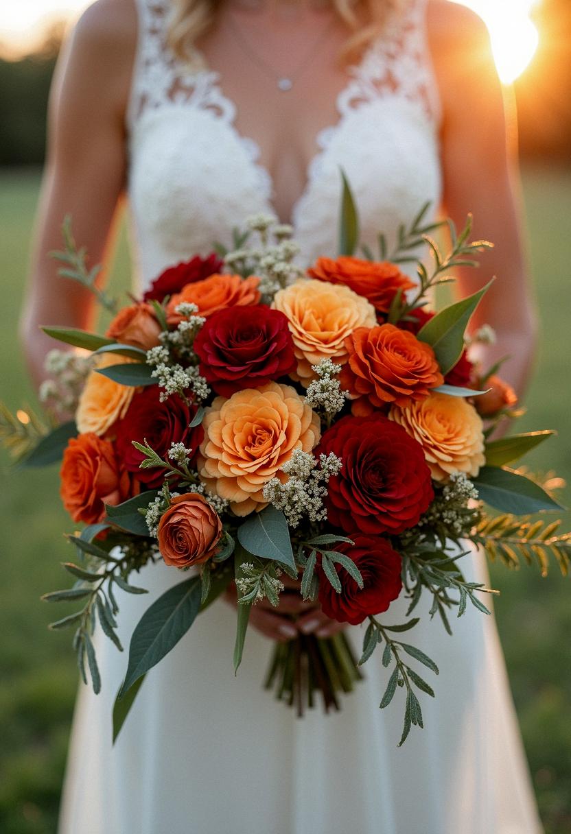 Stunning Burnt Orange Bridal Bouquet Ideas - TheCharmingBride.com