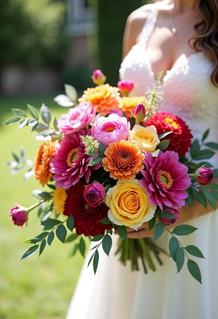 Vibrant Colorful Bouquet Wedding Summer Ideas - TheCharmingBride.com
