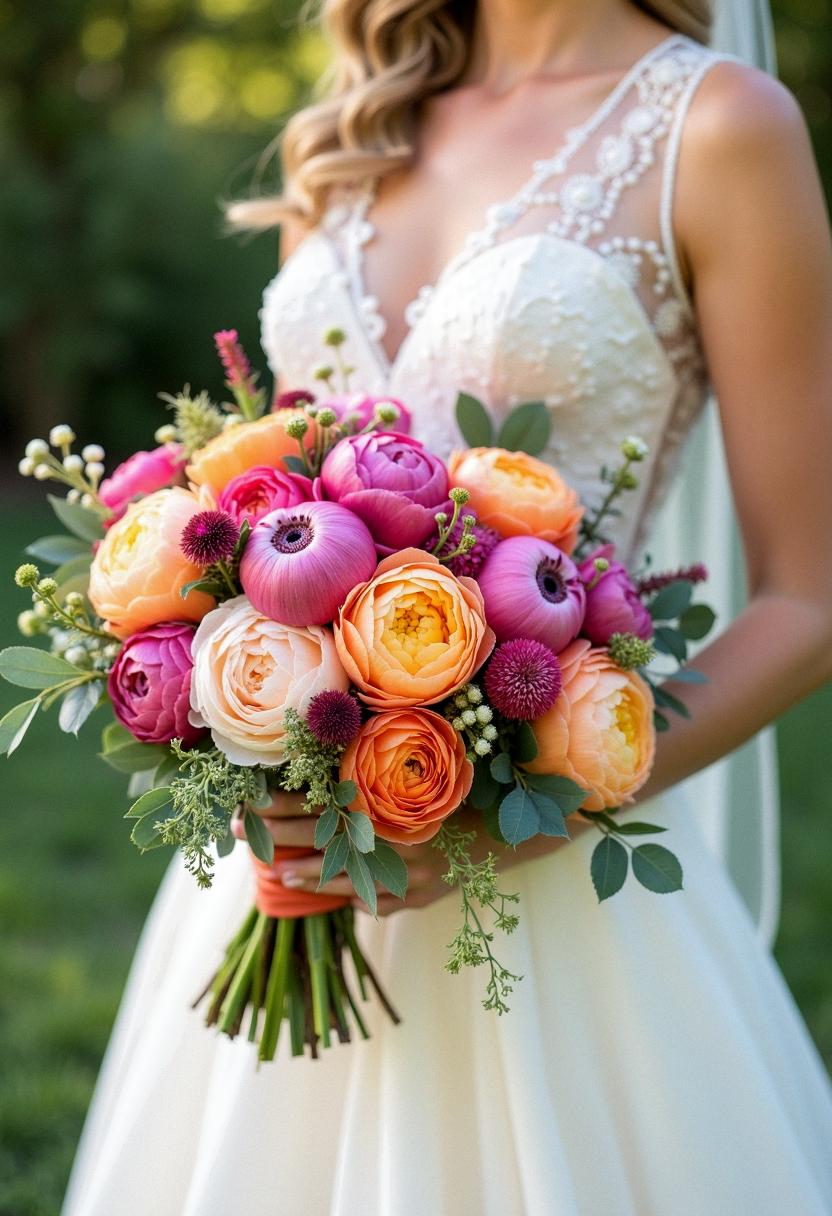 Vibrant Colorful Bouquet Wedding Summer Ideas - TheCharmingBride.com