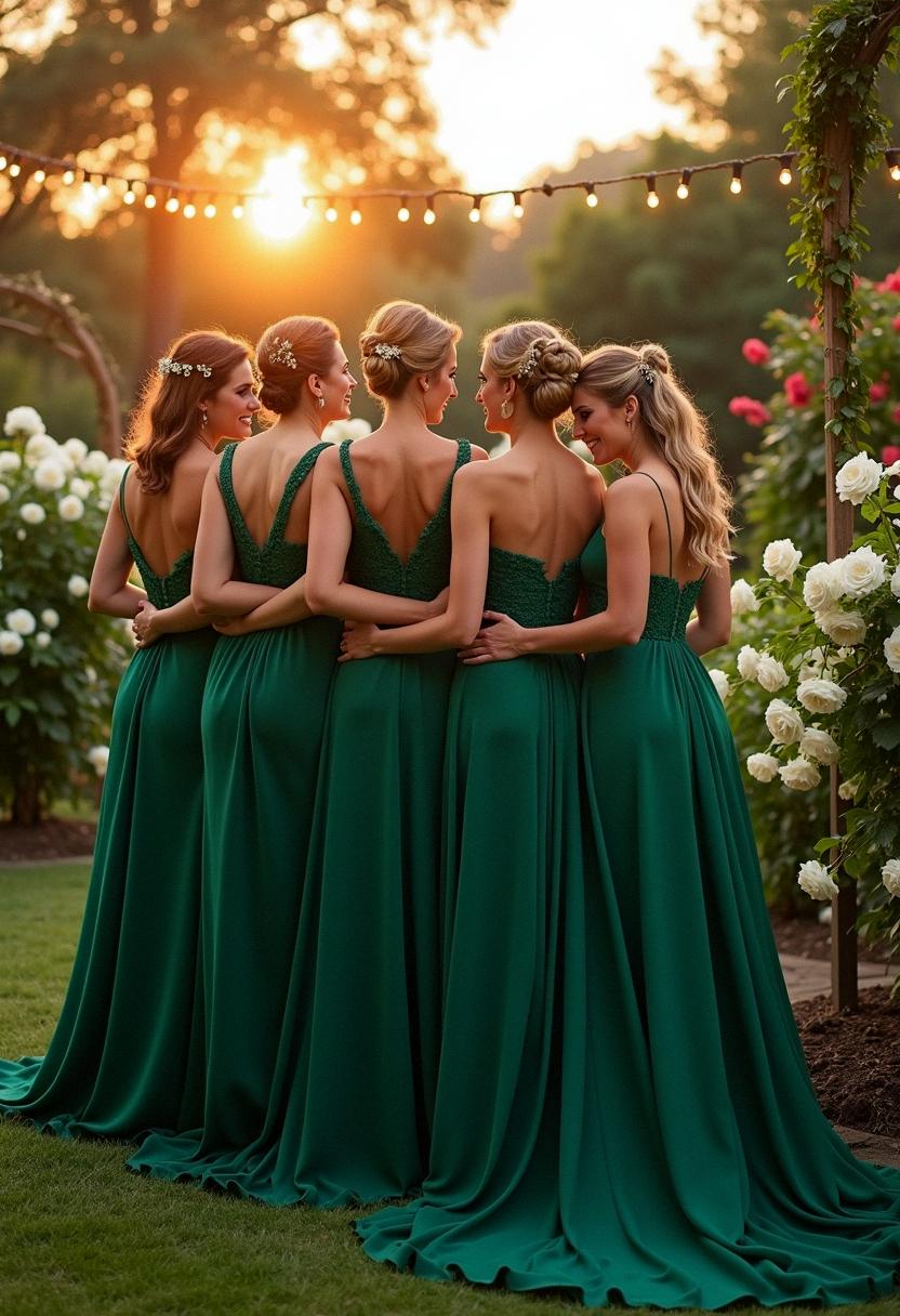 Stunning Emerald Green Bridesmaid Gown Ideas - TheCharmingBride.com