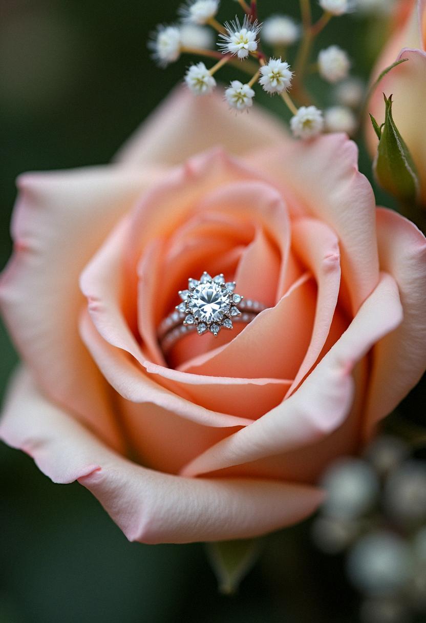 Unique Engagement Ring Flower Design Ideas - TheCharmingBride.com