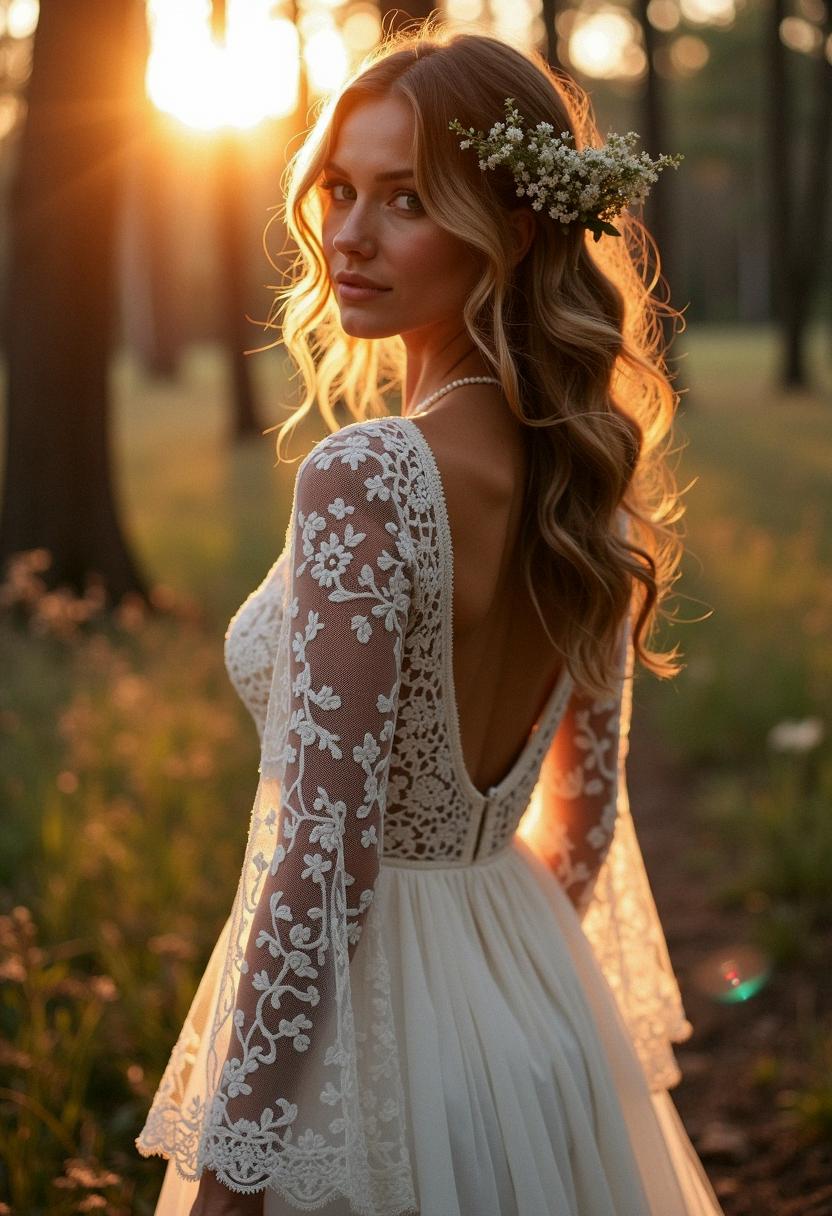 Effortless Elegance: Lace Wedding Dress Boho - TheCharmingBride.com