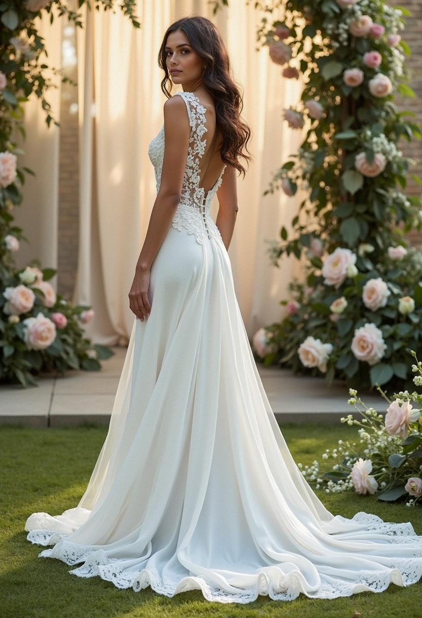 Lace Wedding Dress Chiffon Elegance - TheCharmingBride.com