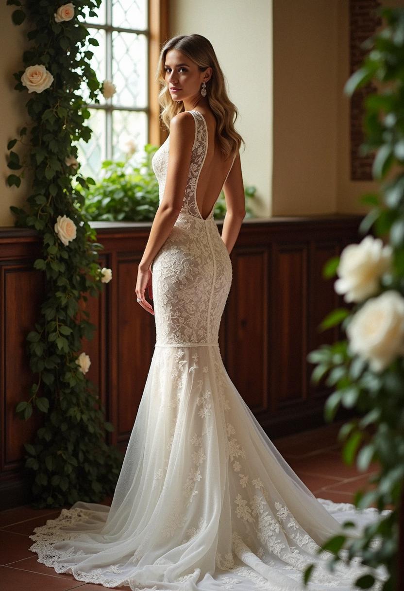 Elegant Lace Wedding Dress Tight Fit - TheCharmingBride.com