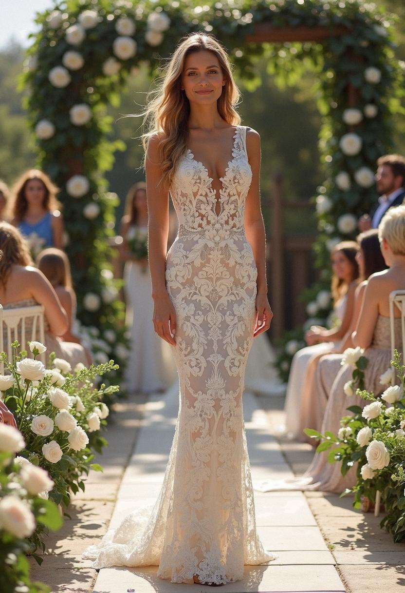 Elegant Lace Wedding Dress Tight Fit - TheCharmingBride.com