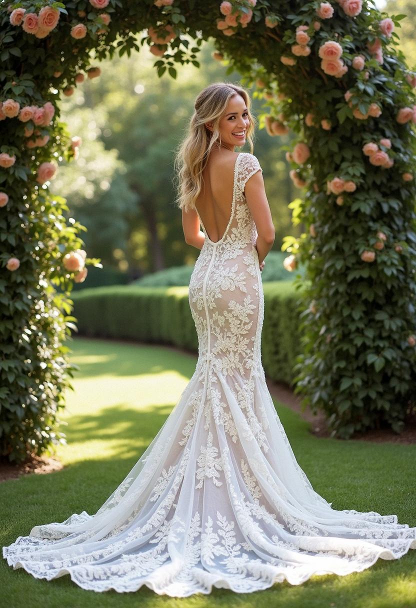 Elegant Lace Wedding Dress Tight Fit - TheCharmingBride.com