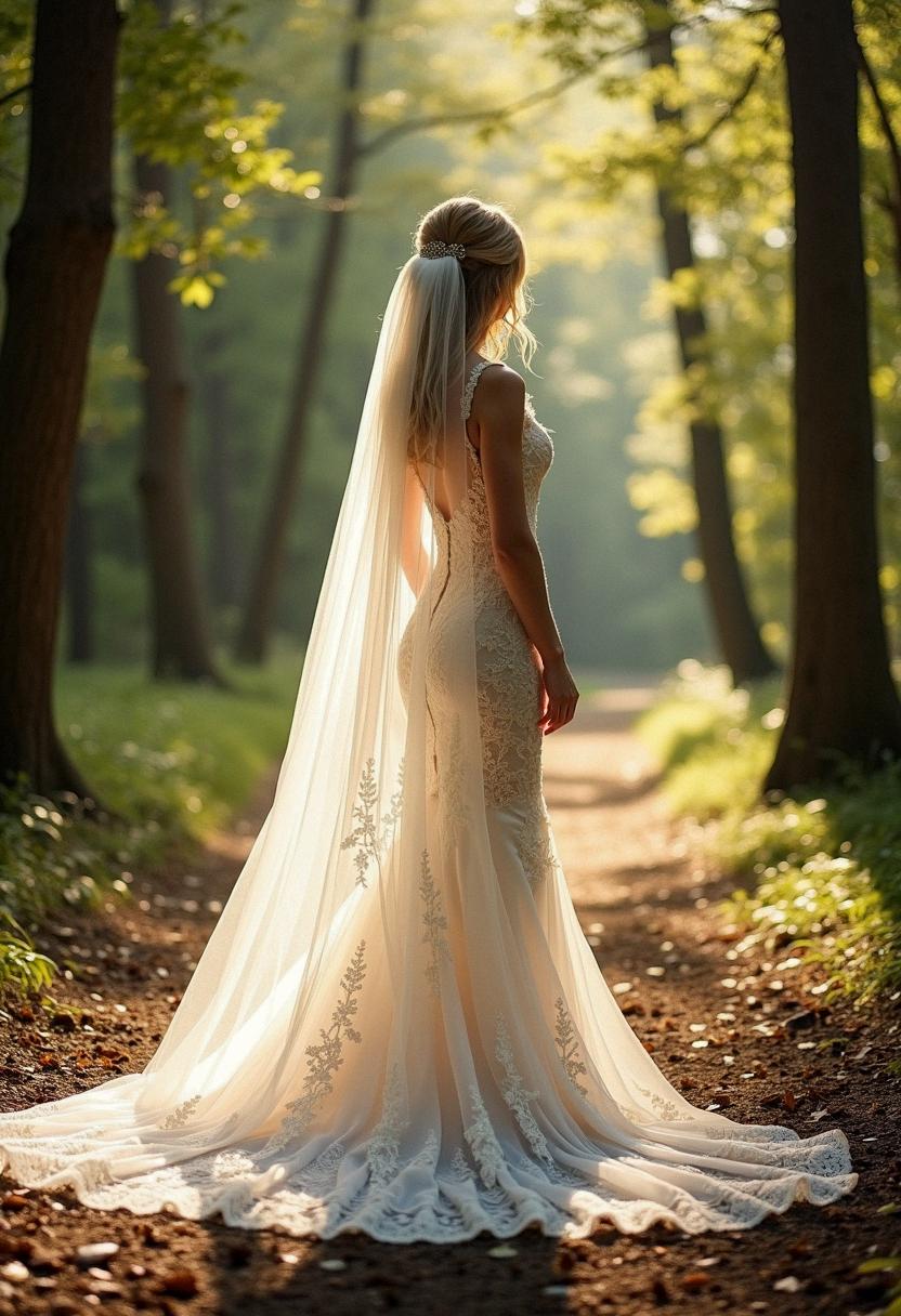 Enchanting Lace Wedding Dress With Veil - TheCharmingBride.com