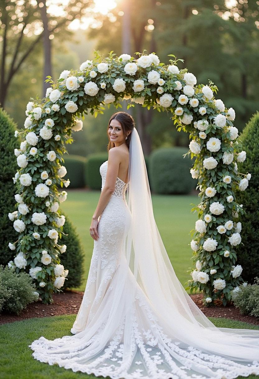 Enchanting Lace Wedding Dress With Veil - TheCharmingBride.com