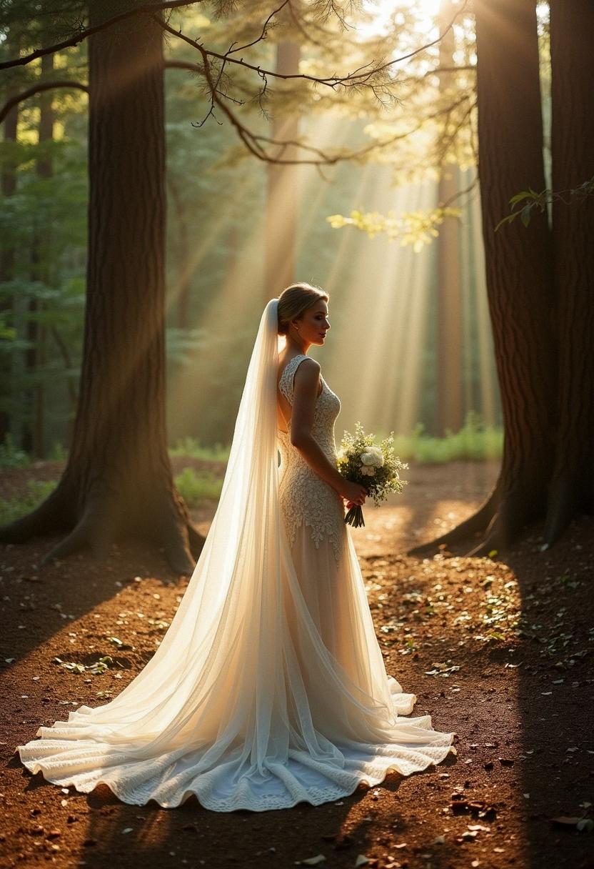 Enchanting Lace Wedding Dress With Veil - TheCharmingBride.com