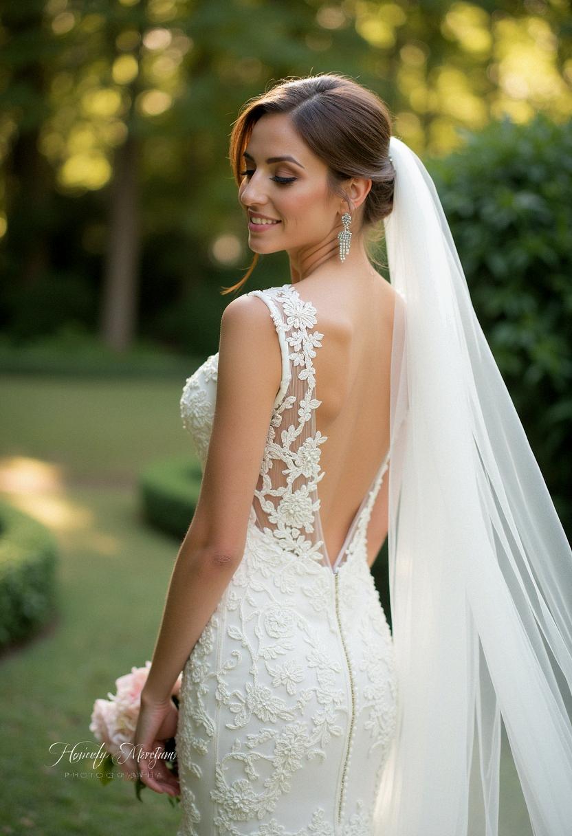 Enchanting Lace Wedding Dress With Veil - TheCharmingBride.com