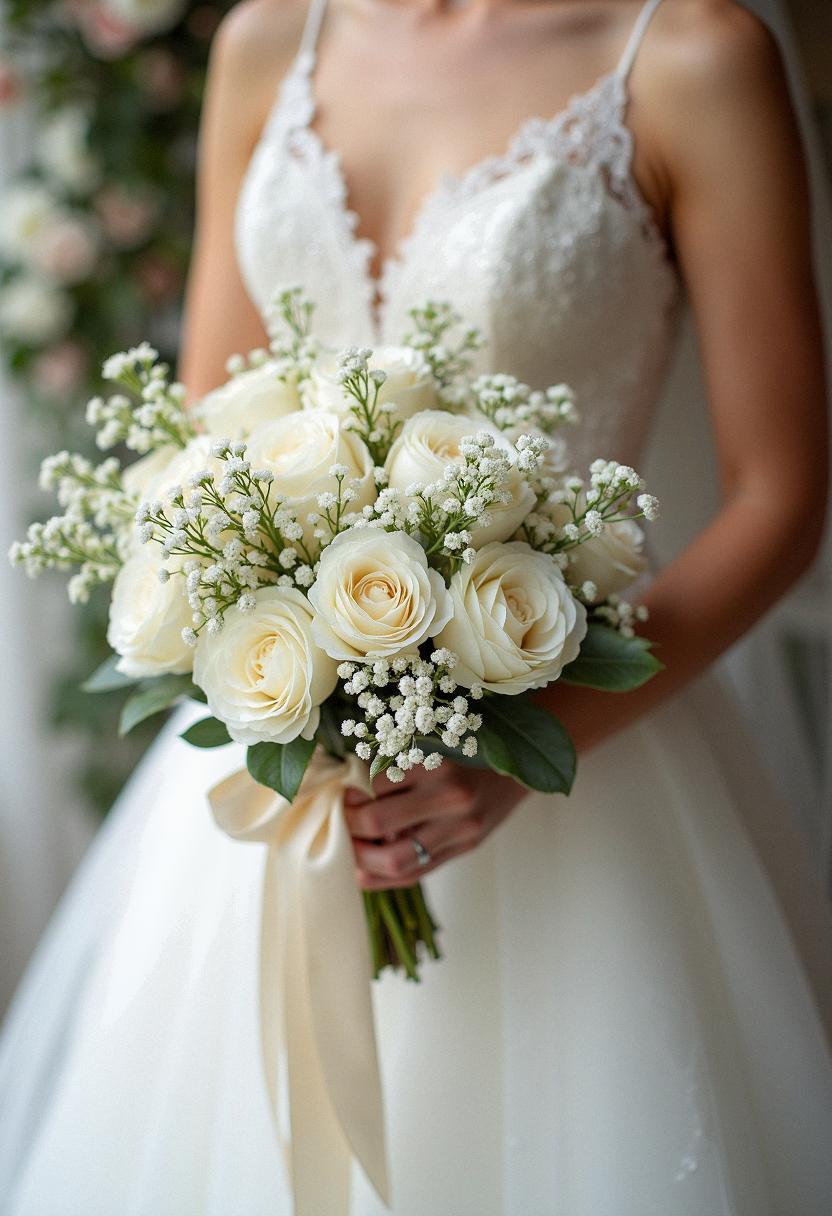 Stunning Neutral Bridal Flowers Ideas - TheCharmingBride.com