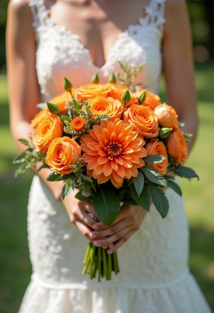 Vibrant Orange Bridal Bouquet Ideas - TheCharmingBride.com