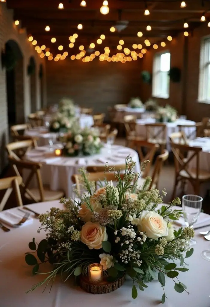 Rustic Round Table Centerpieces For Weddings - TheCharmingBride.com