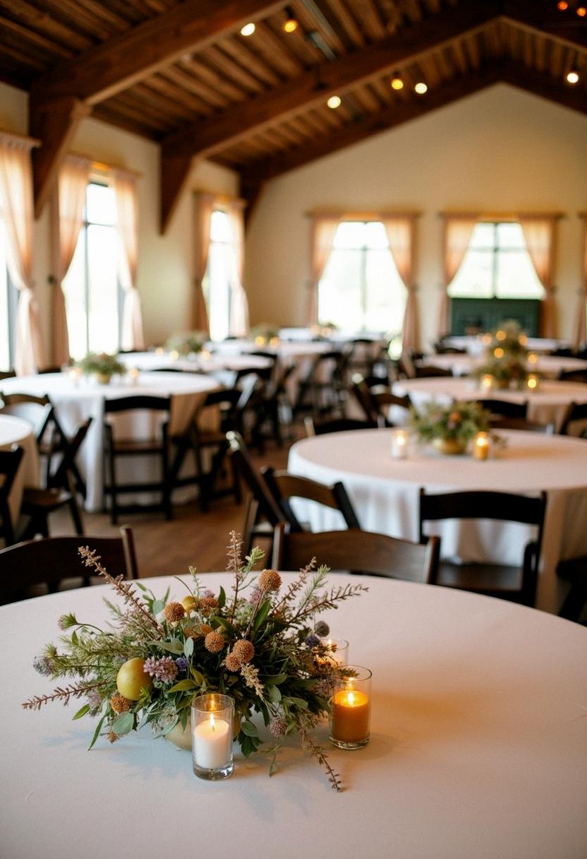 Rustic Round Table Centerpieces For Weddings - TheCharmingBride.com
