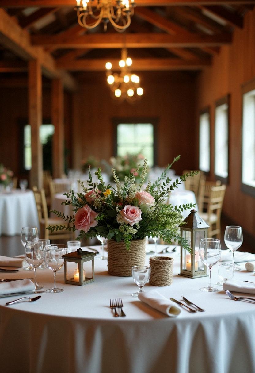 Rustic Round Table Centerpieces For Weddings - TheCharmingBride.com