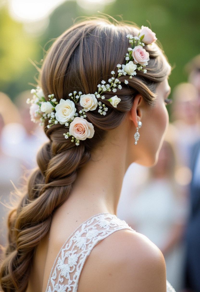 Stunning Wedding Braid With Flowers Ideas - TheCharmingBride.com