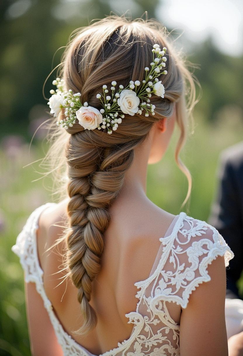 Stunning Wedding Braid With Flowers Ideas - TheCharmingBride.com
