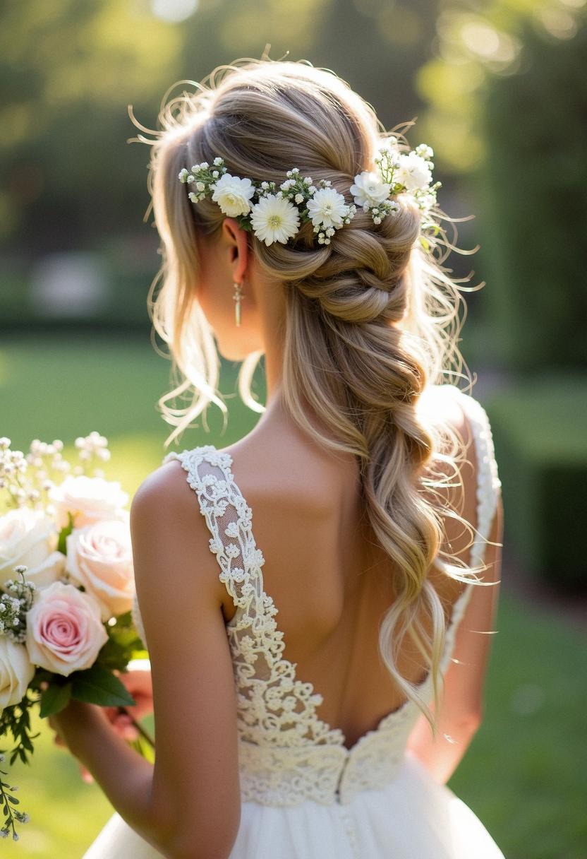 Stunning Wedding Braid With Flowers Ideas - TheCharmingBride.com