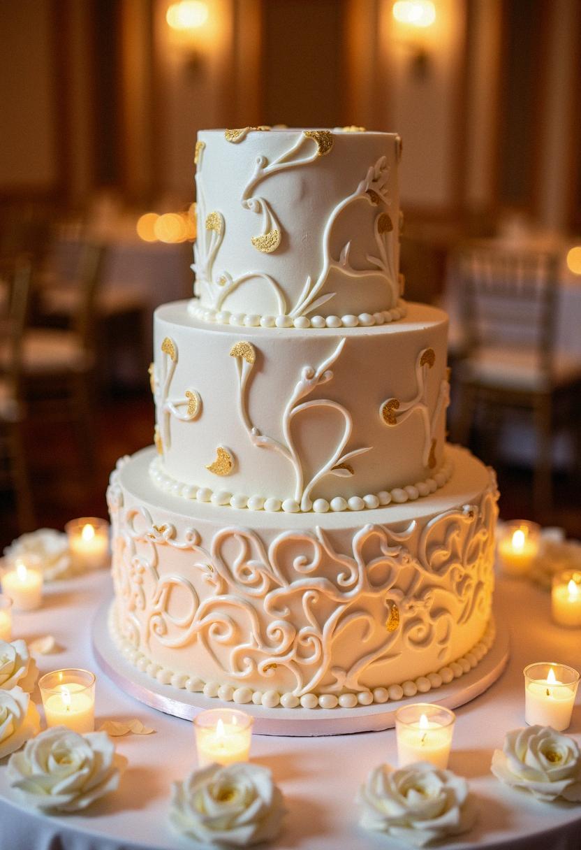 Elegant Wedding Cake Gold Designs - TheCharmingBride.com