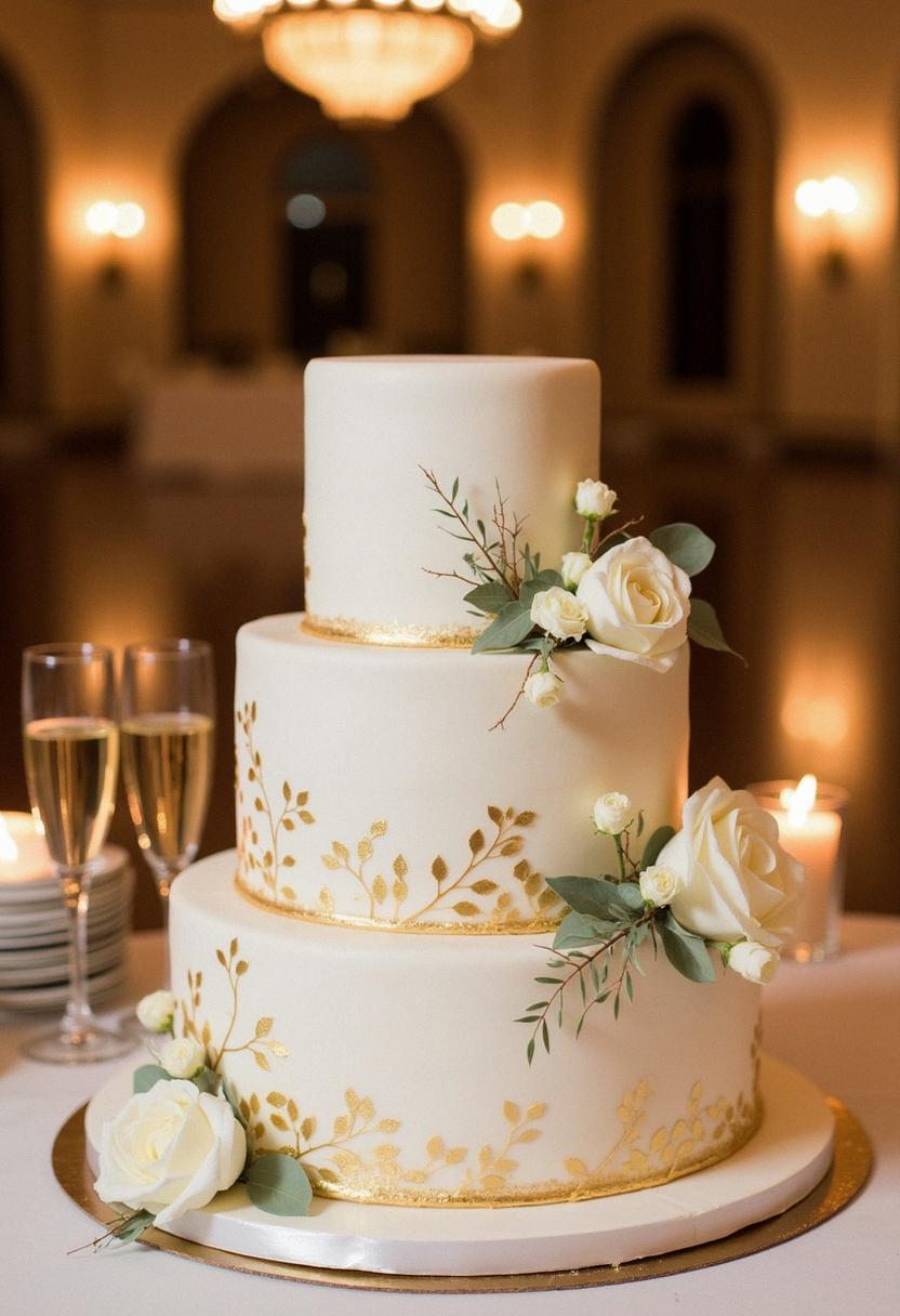 Elegant Wedding Cake Gold Designs - TheCharmingBride.com