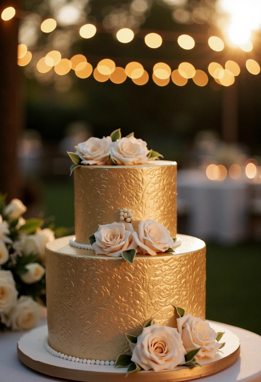 Elegant Wedding Cake Gold Designs - TheCharmingBride.com