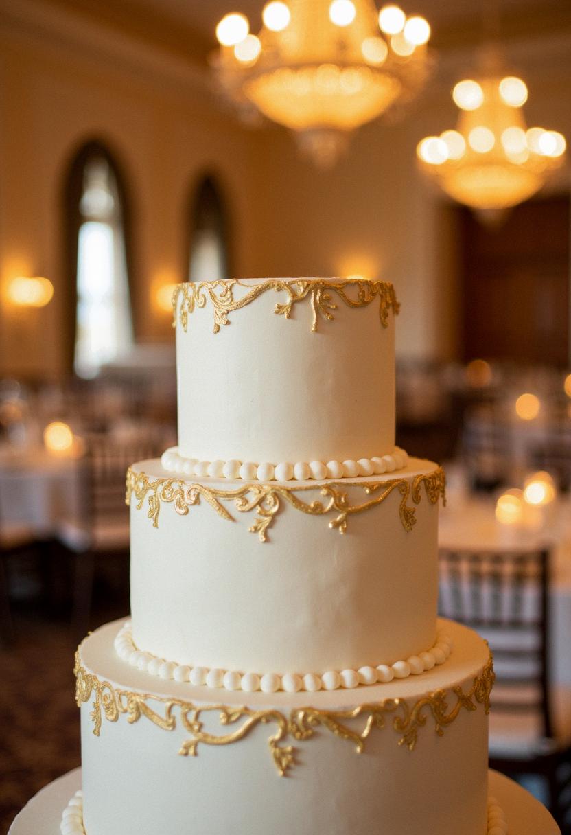 Elegant Wedding Cake Gold Designs - TheCharmingBride.com