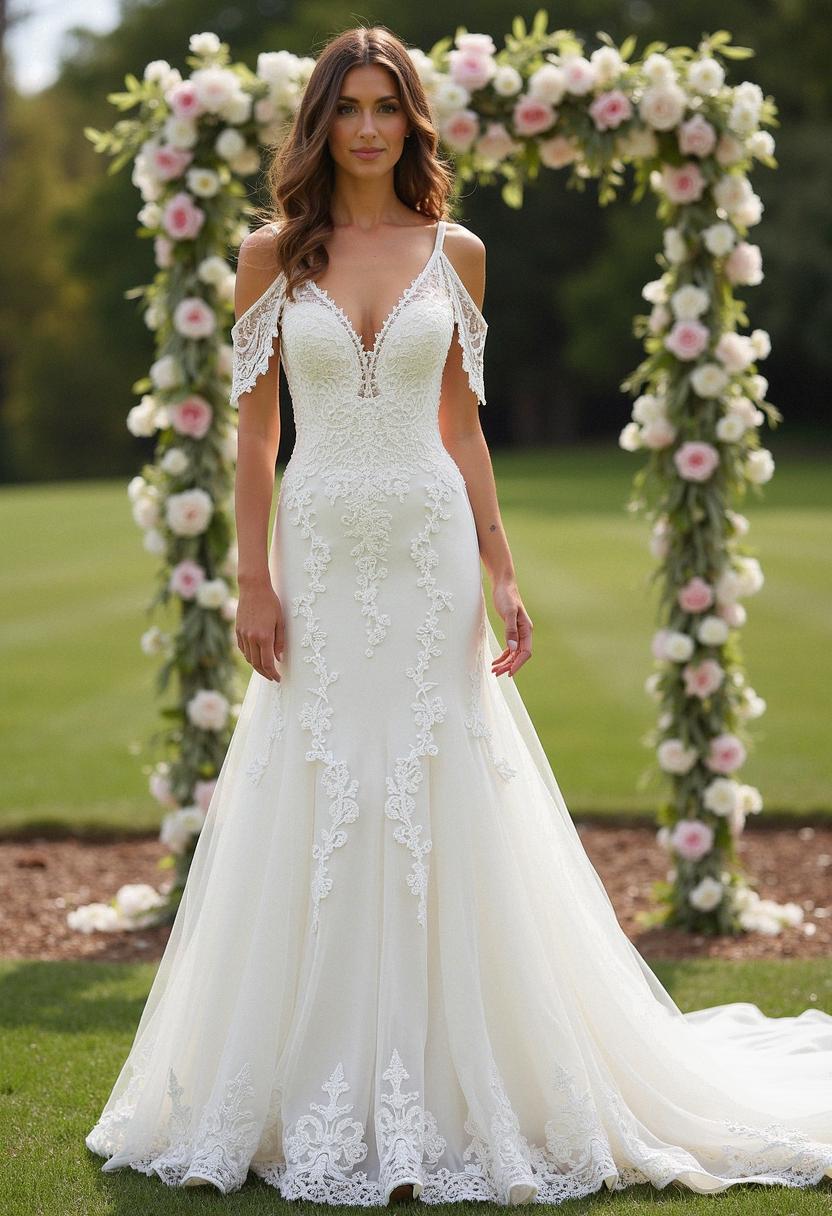 Chic Wedding Dress Cold Shoulder Style - TheCharmingBride.com
