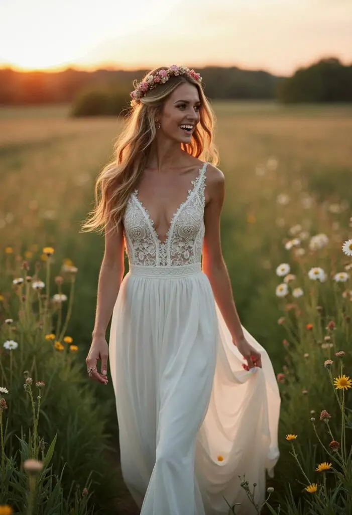 Modest Boho Wedding Dress Styles - TheCharmingBride.com