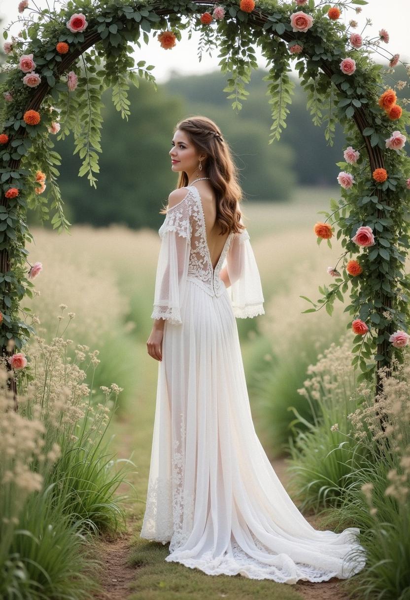 Modest Boho Wedding Dress Styles - TheCharmingBride.com