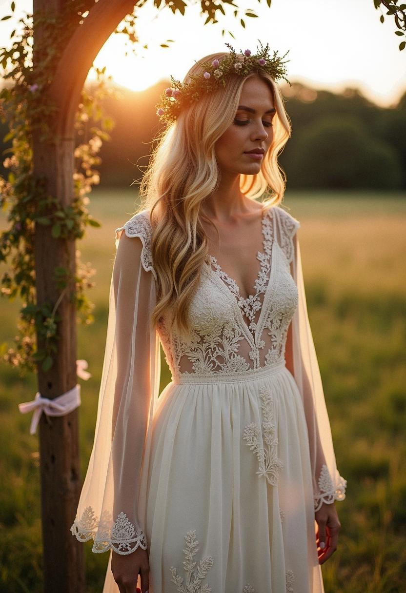 Modest Boho Wedding Dress Styles - TheCharmingBride.com