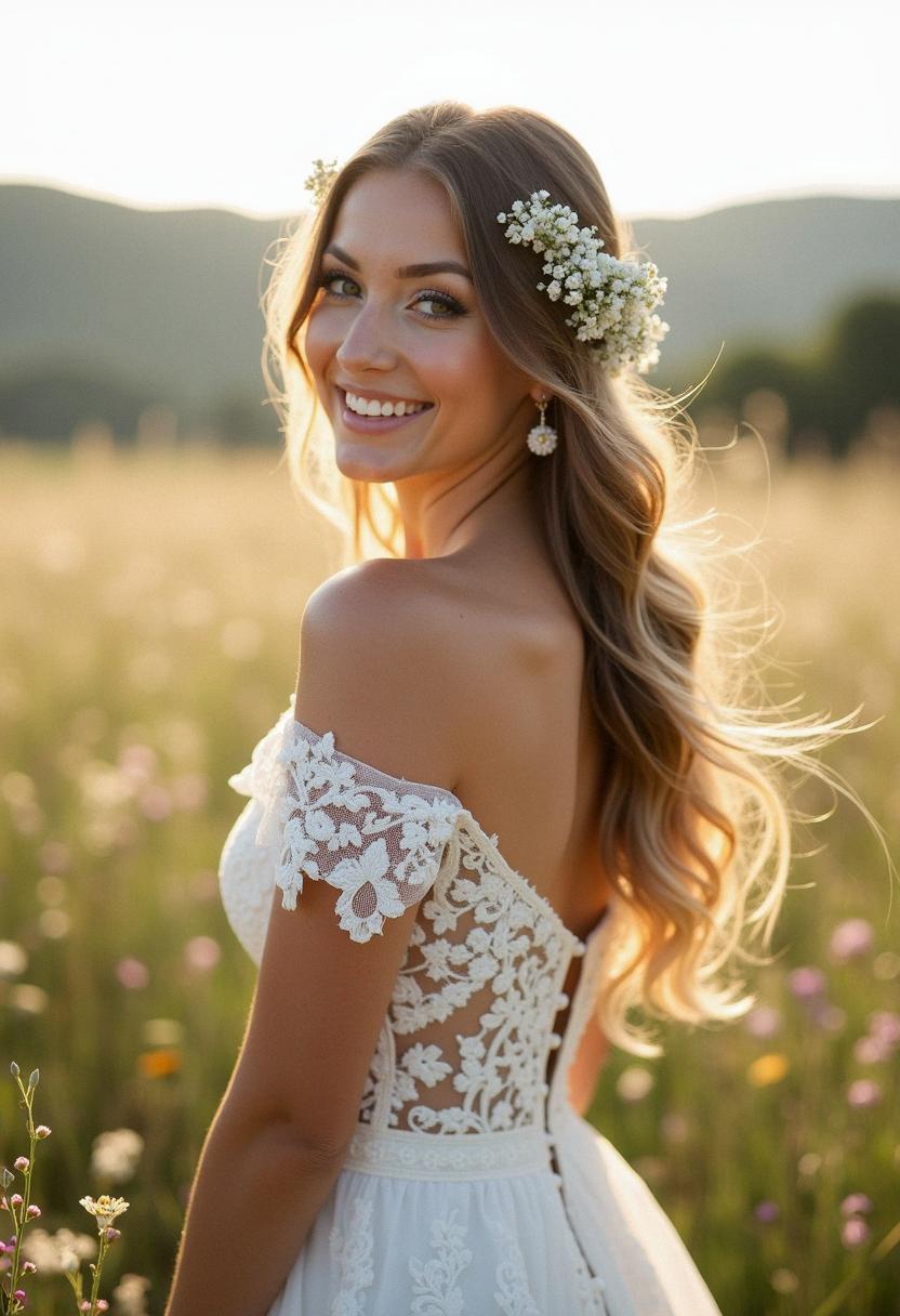 Stunning Wedding Hairstyle Hair Down Looks - TheCharmingBride.com
