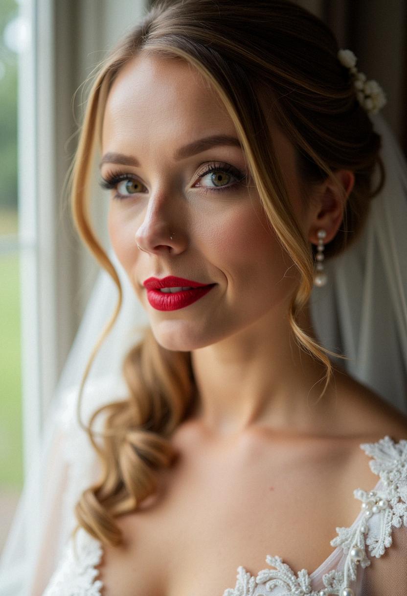 Stunning Wedding Makeup: Red Lips Brides - TheCharmingBride.com