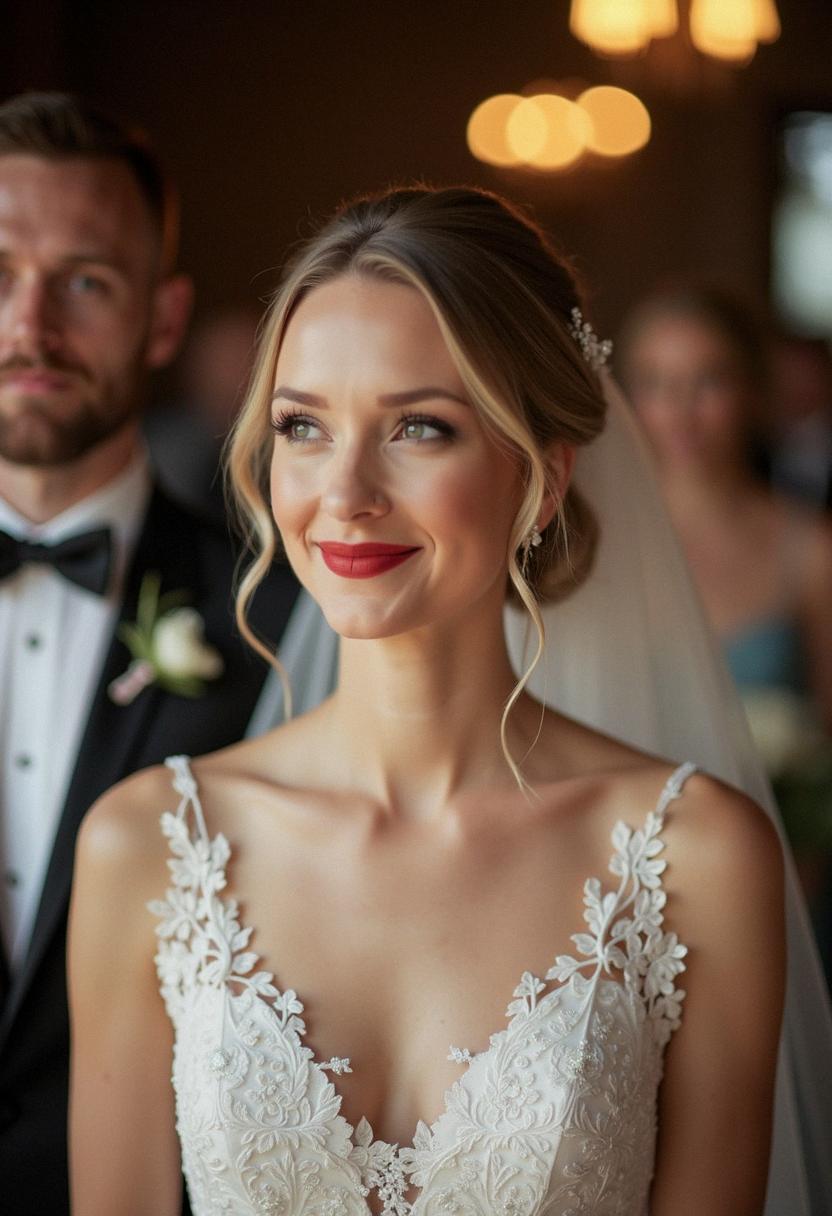 Stunning Wedding Makeup: Red Lips Brides - TheCharmingBride.com