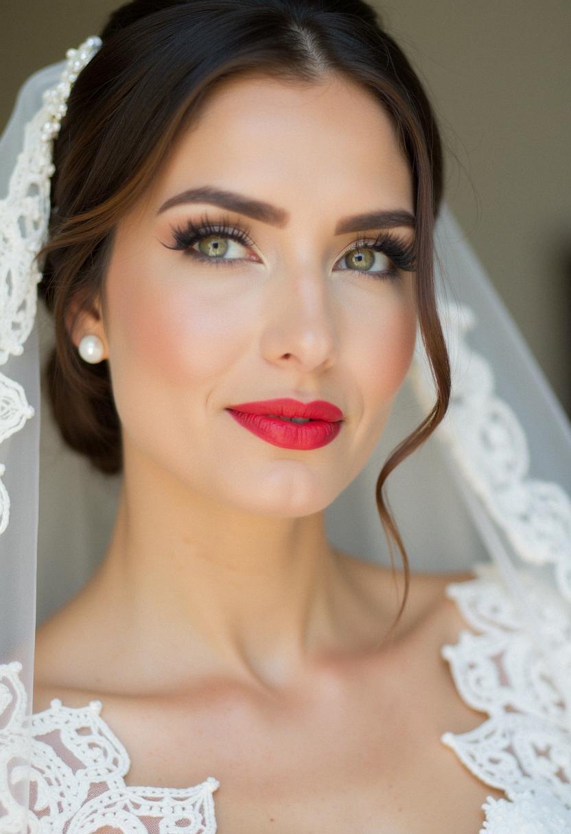 Stunning Wedding Makeup: Red Lips Brides - TheCharmingBride.com