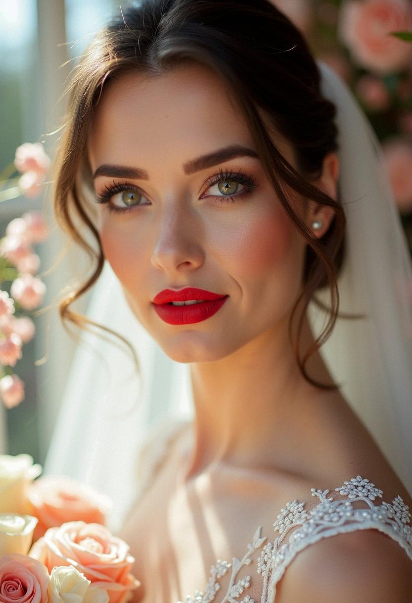 Stunning Wedding Makeup: Red Lips Brides - TheCharmingBride.com